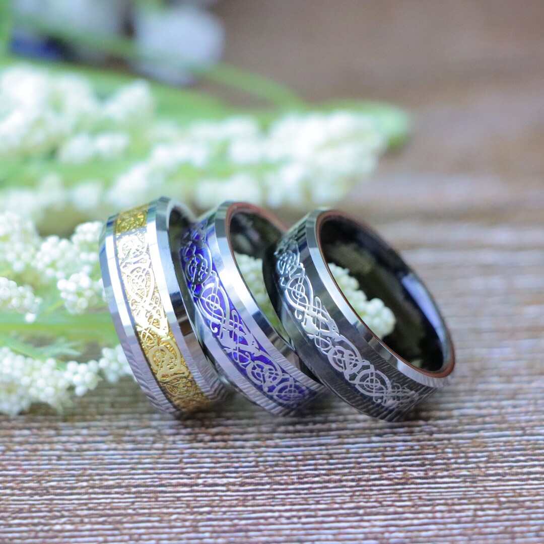 Celtic Dragon, Men's Tungsten Ring, Tungsten Ring, Men's Tungsten Band, Tungsten Wedding Ring ...