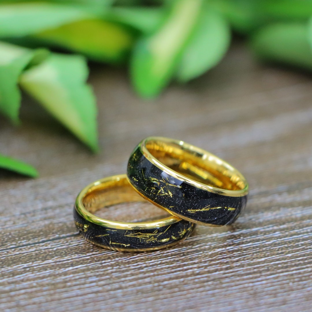 Cosmic Galaxy Ring Tungsten Wedding Ring Gold Space Galaxy Ring Wedding ...