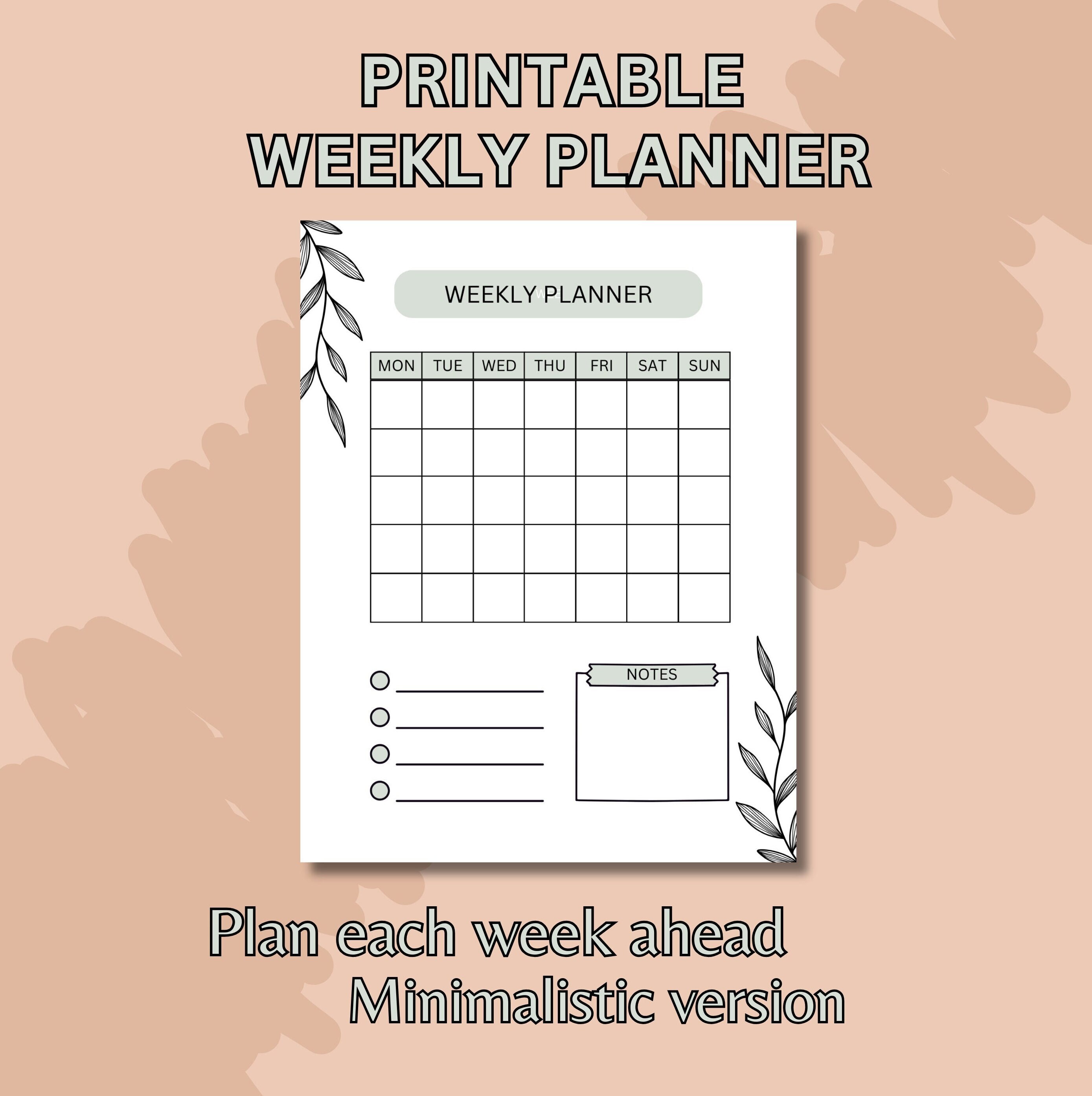 Printable & Editable Minimalistic Weekly Planner, Plan Each Week Ahead ...