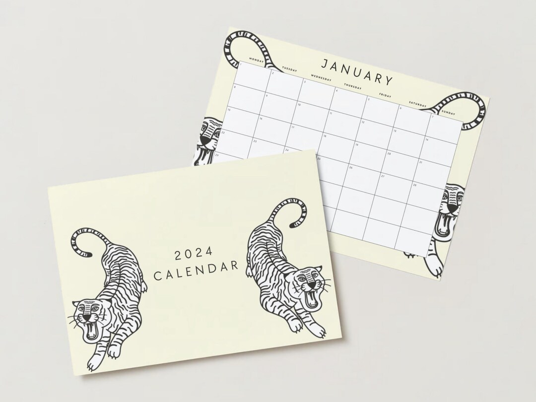 2024 Tattoo Tiger Art Printable Calendar Instant Digital - Etsy