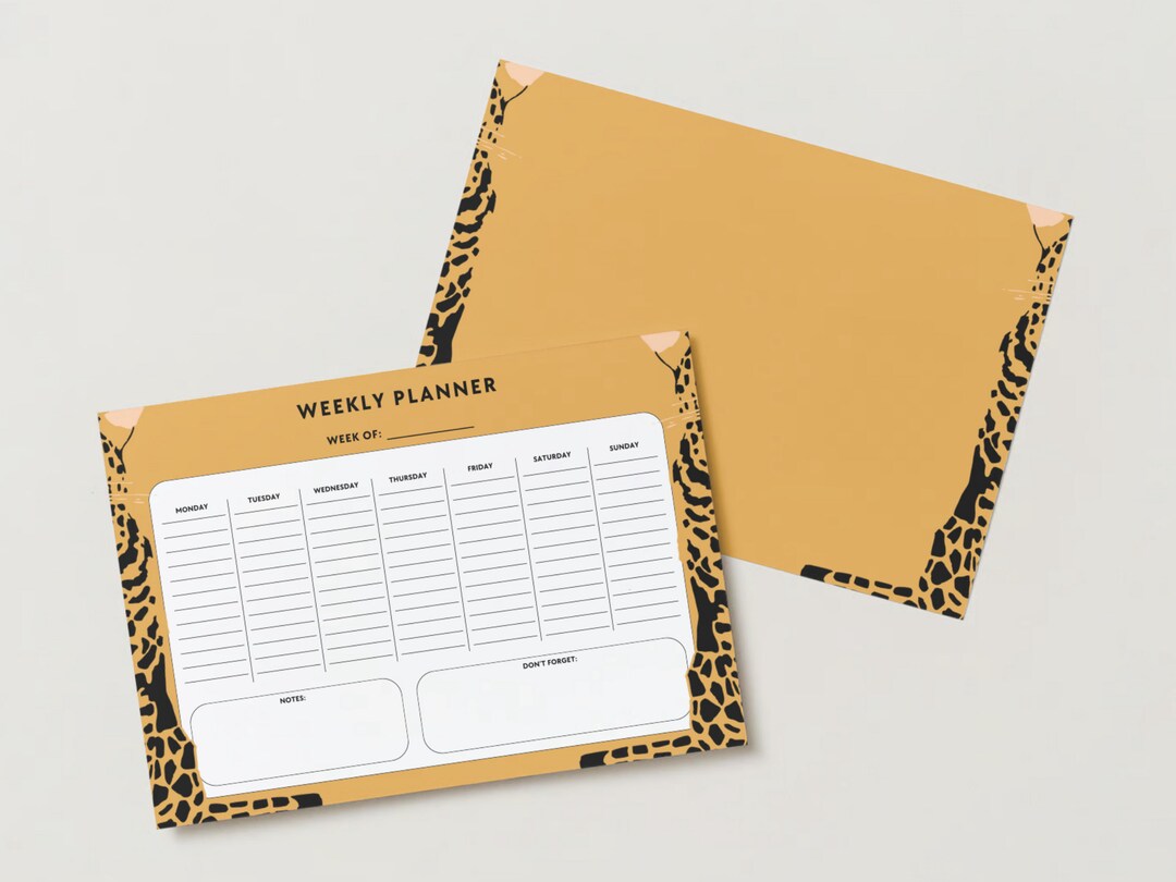 Printable Weekly Planner Leopard Print Art Work Digital - Etsy
