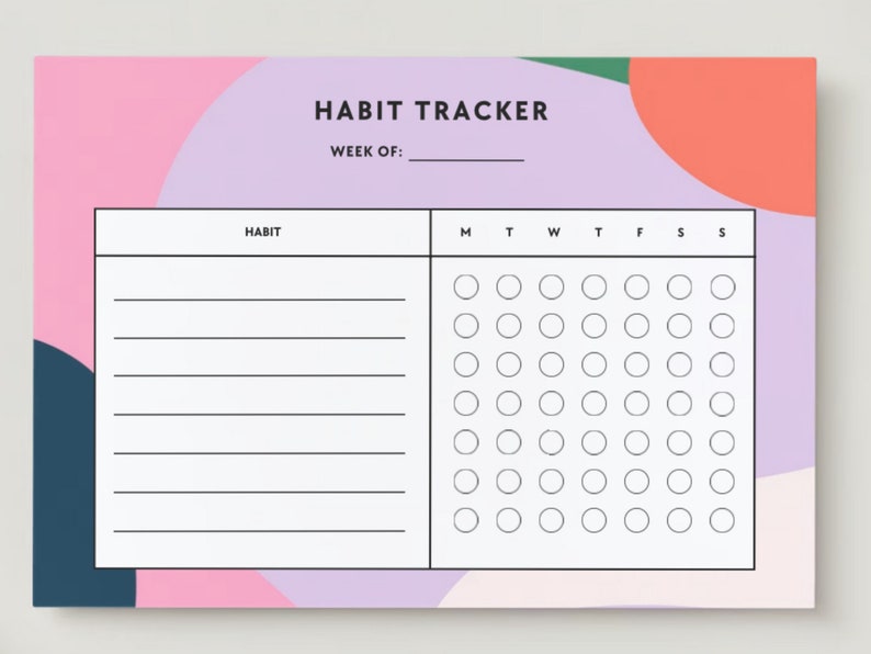 Habit Tracker Printable PDF Monday to Sunday Weekly - Etsy