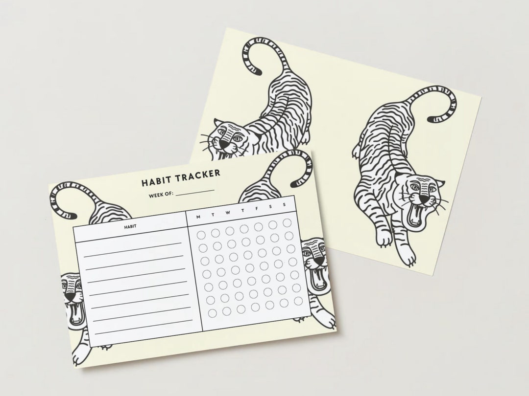Digital Download Habit Tracker Tiger Art Work Weekly - Etsy