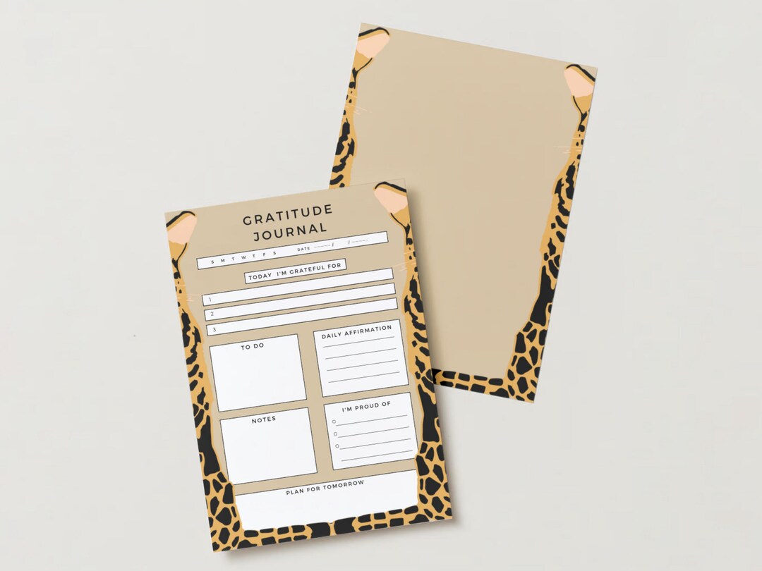 Leopard Design Gratitude Journal Printable PDF Digital - Etsy
