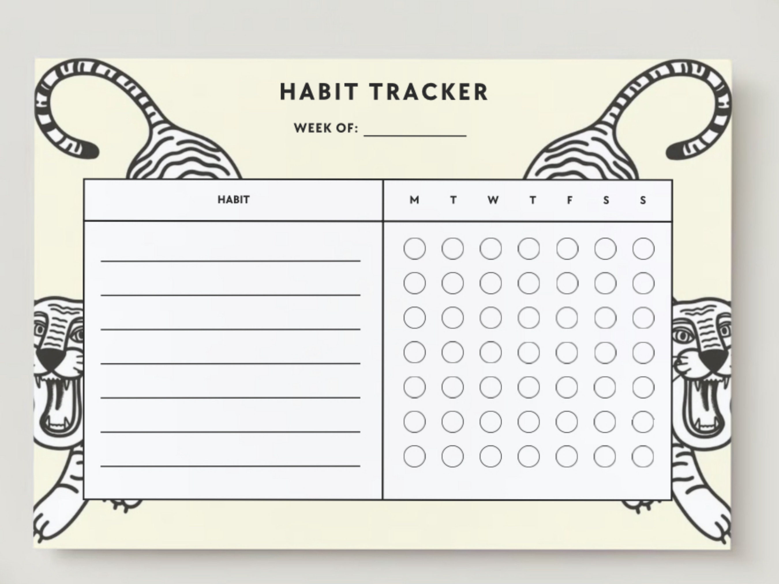 Digital Download Habit Tracker Tiger Art Work Weekly - Etsy