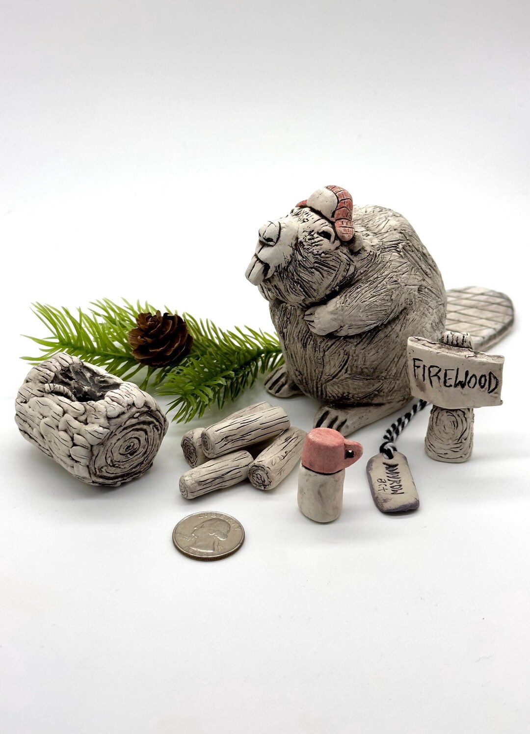 Ceramic Beaver Handmade Sculpture Set - Etsy