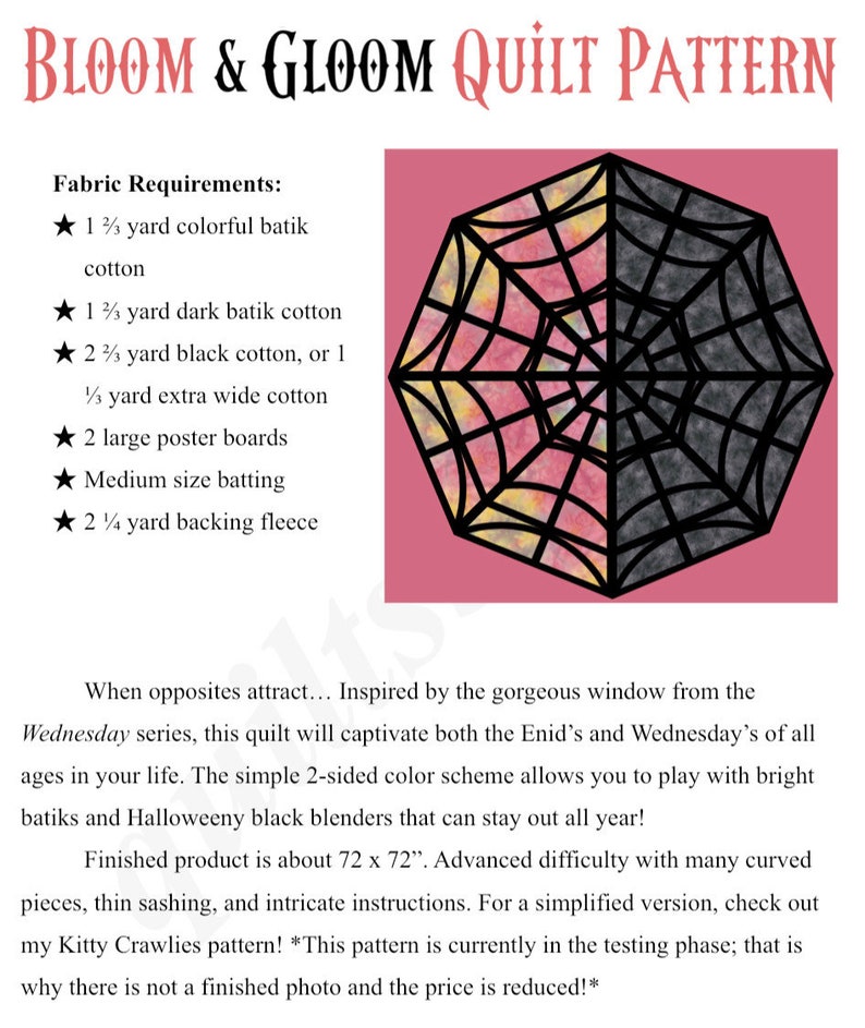 Bloom and Gloom Quilt Pattern Inspired by Wednesday Addams - Etsy UK