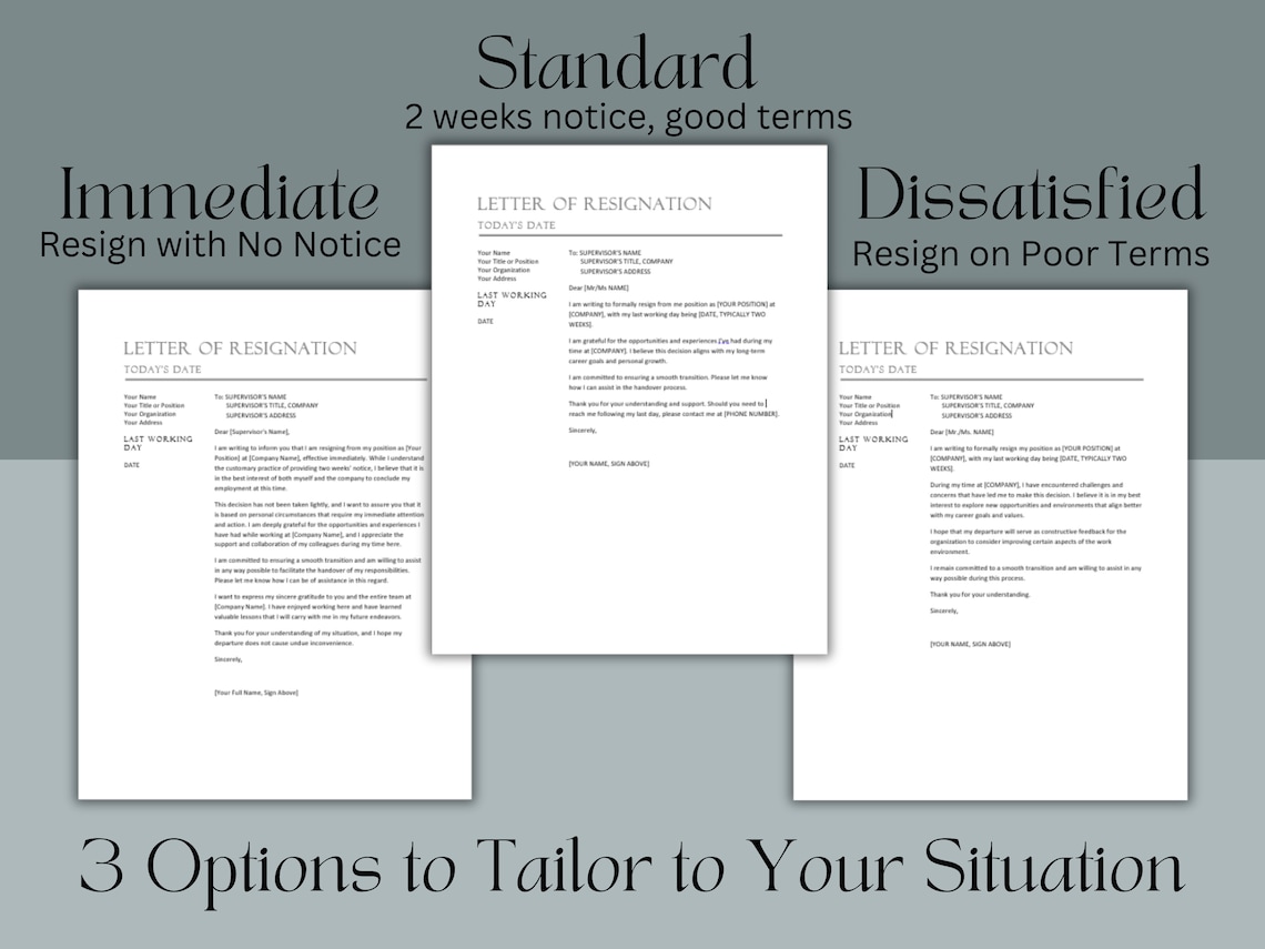Letter of Resignation Templates, Three Templates, Resignation Letter ...