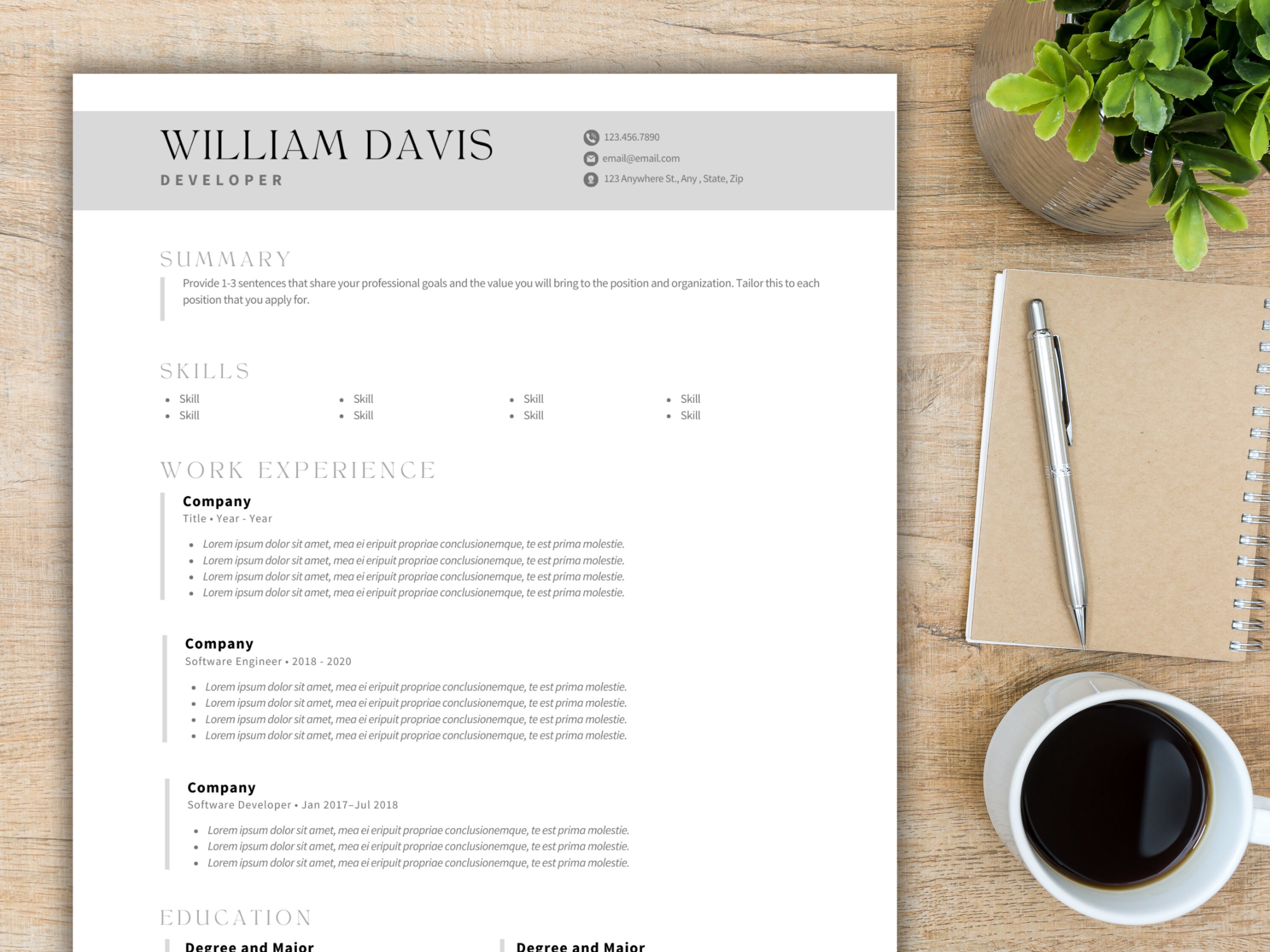 Simple Resume Template, Minimalist Resume, Cover Letter and References ...