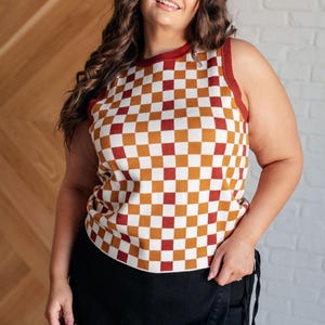 Keeping Score Checkered Tank - Etsy