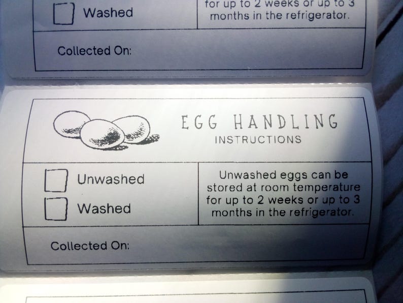 Egg Handling Instruction Stickers: Unwashed Egg Labels, Carton Decals ...