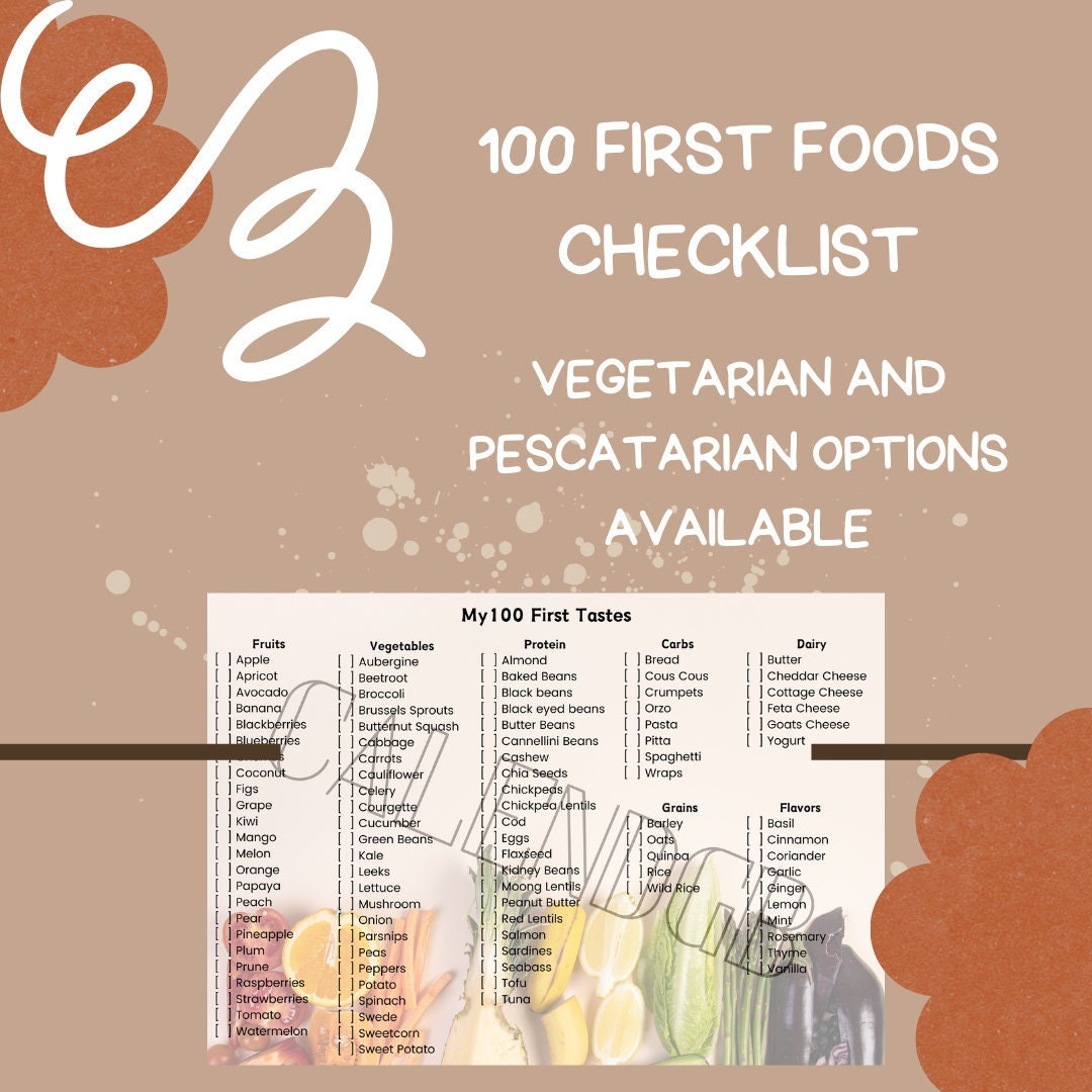 Standard A4 First Foods Checklist - Etsy