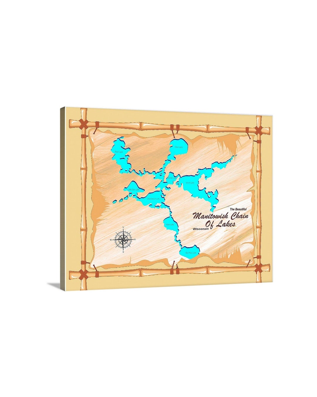 Manitowish Chain of Lakes Wisconsin Map Art Posters, Prints or Canvas ...