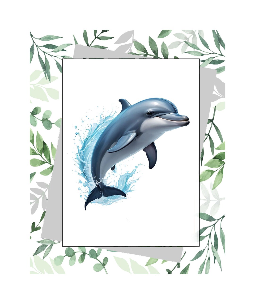 10 Notecards A Dolphin Time Cute Fun Novelty Art Note Cards, Comes With ...