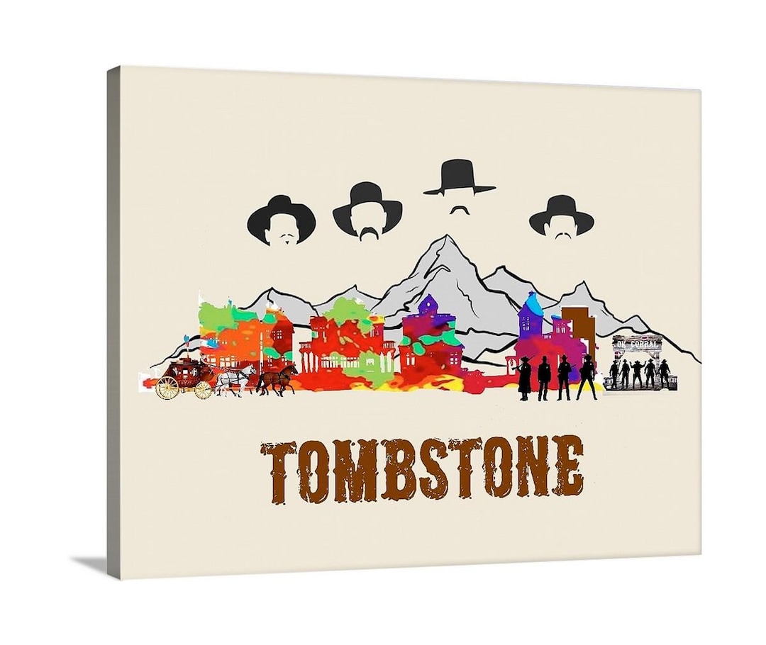 Canvas Skyline Cityscape Tombstone Arizona 1878 Old West City Art ...