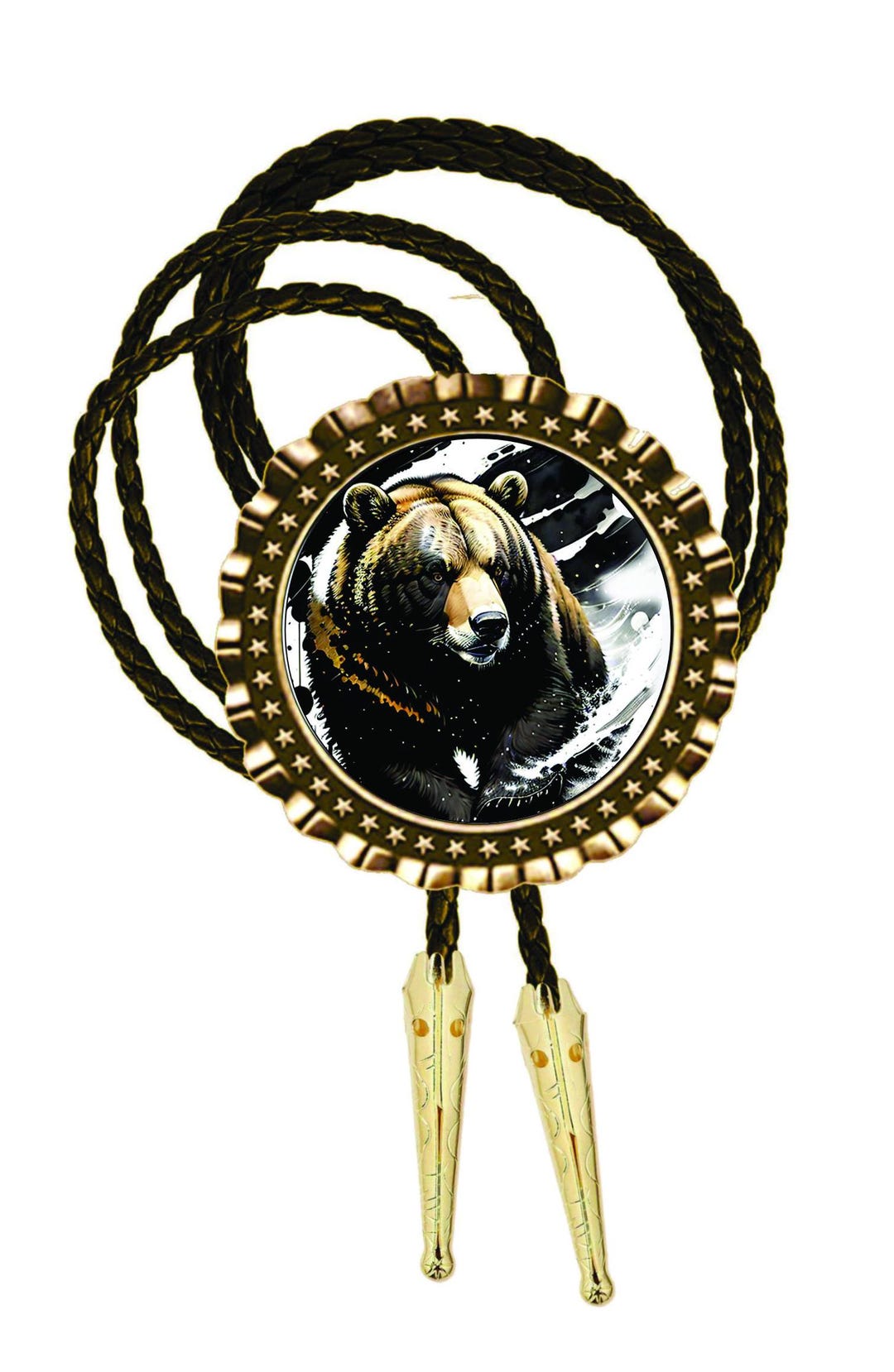 Grizzly Bear Art Bolo Tie Birthday Gift, Photo Bolo Tie . All Brass ...