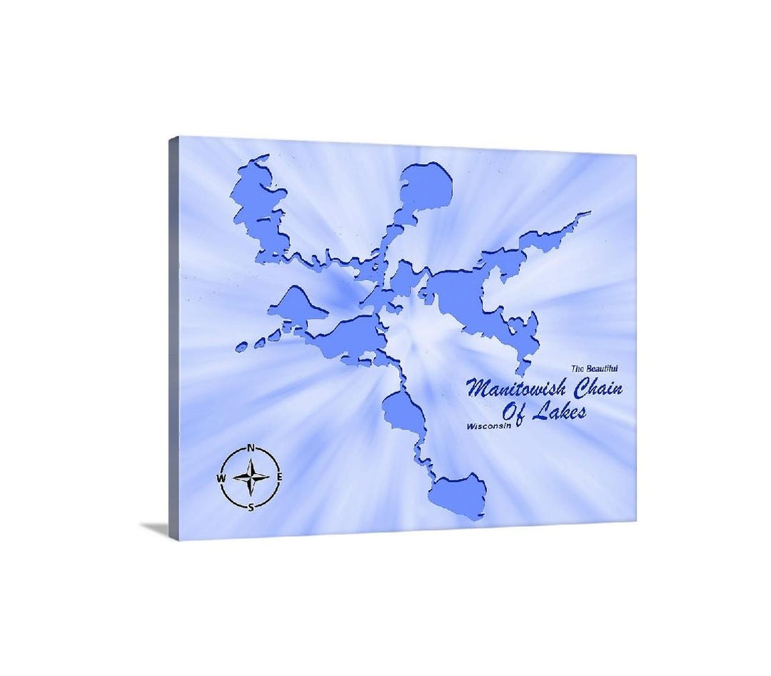 Manitowish Chain of Lakes Wisconsin Map Art Posters, Prints or Canvas ...