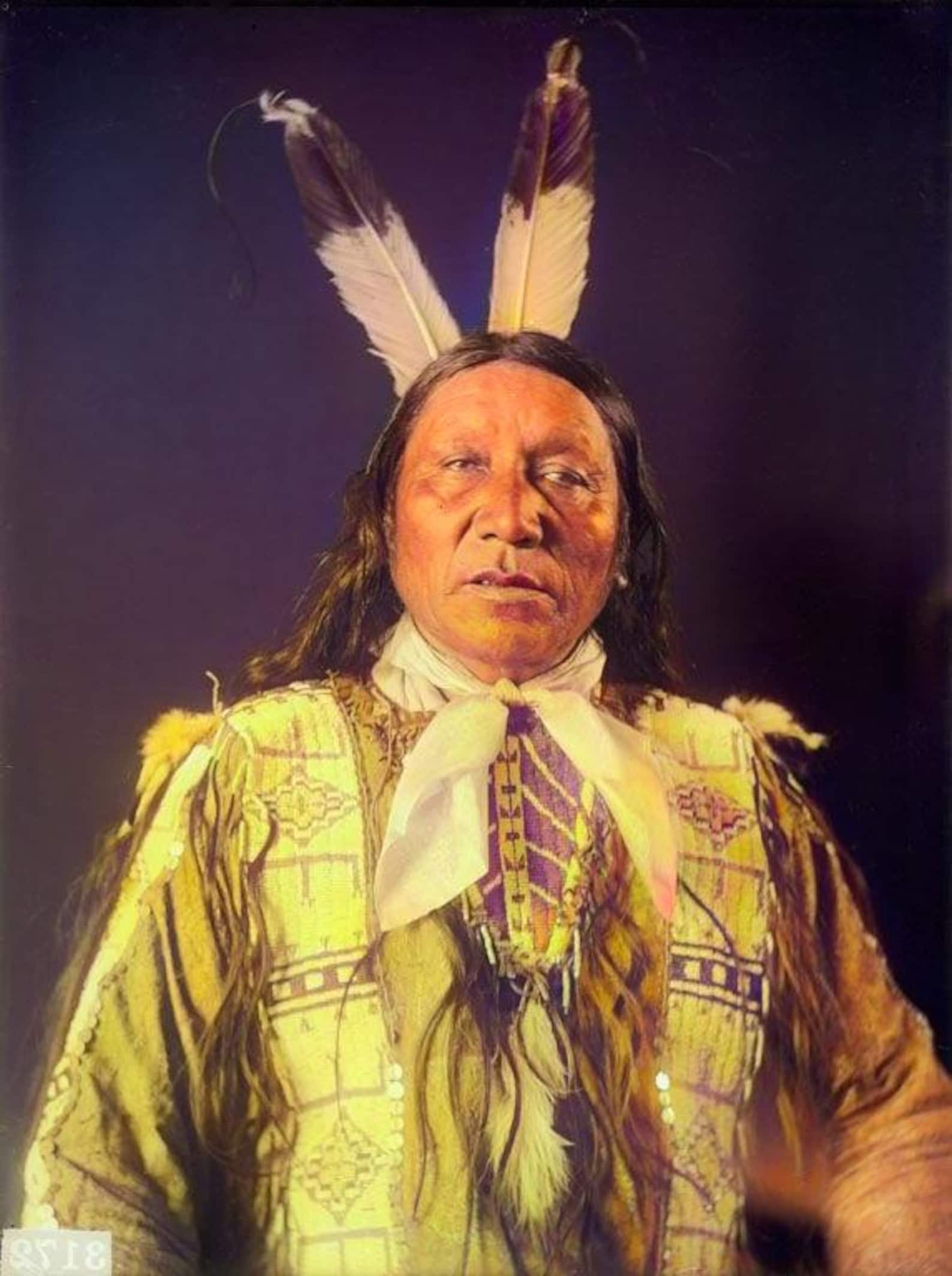 Native American Indian Chief Carl Two Feathers 8 X 10 Photo Vintage Old ...