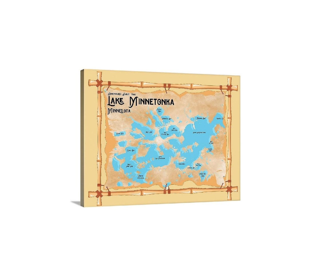 Lake Minnetonka Minnesota Map Art Posters, Prints or Canvas Wraps ...