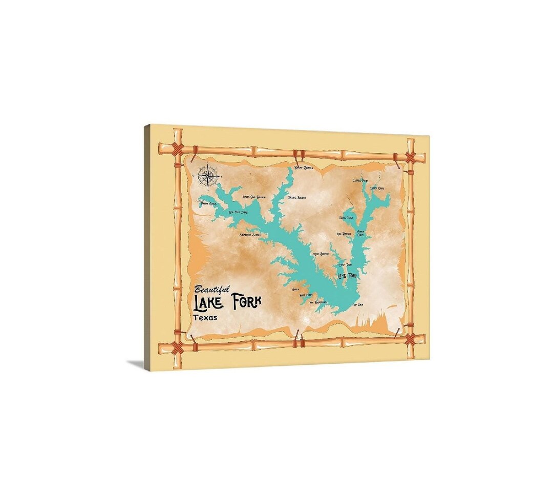 Lake Fork Texas Map Art Posters, Prints or Canvas Wraps Giclee Printing ...