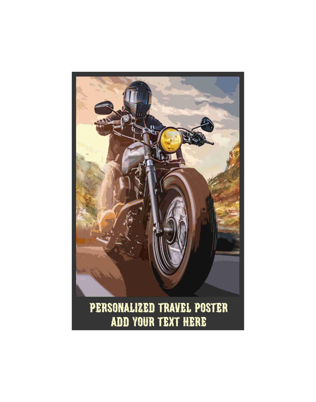 Personalized Custom Motorcycle Road Trip Art Travel Poster Add Your ...
