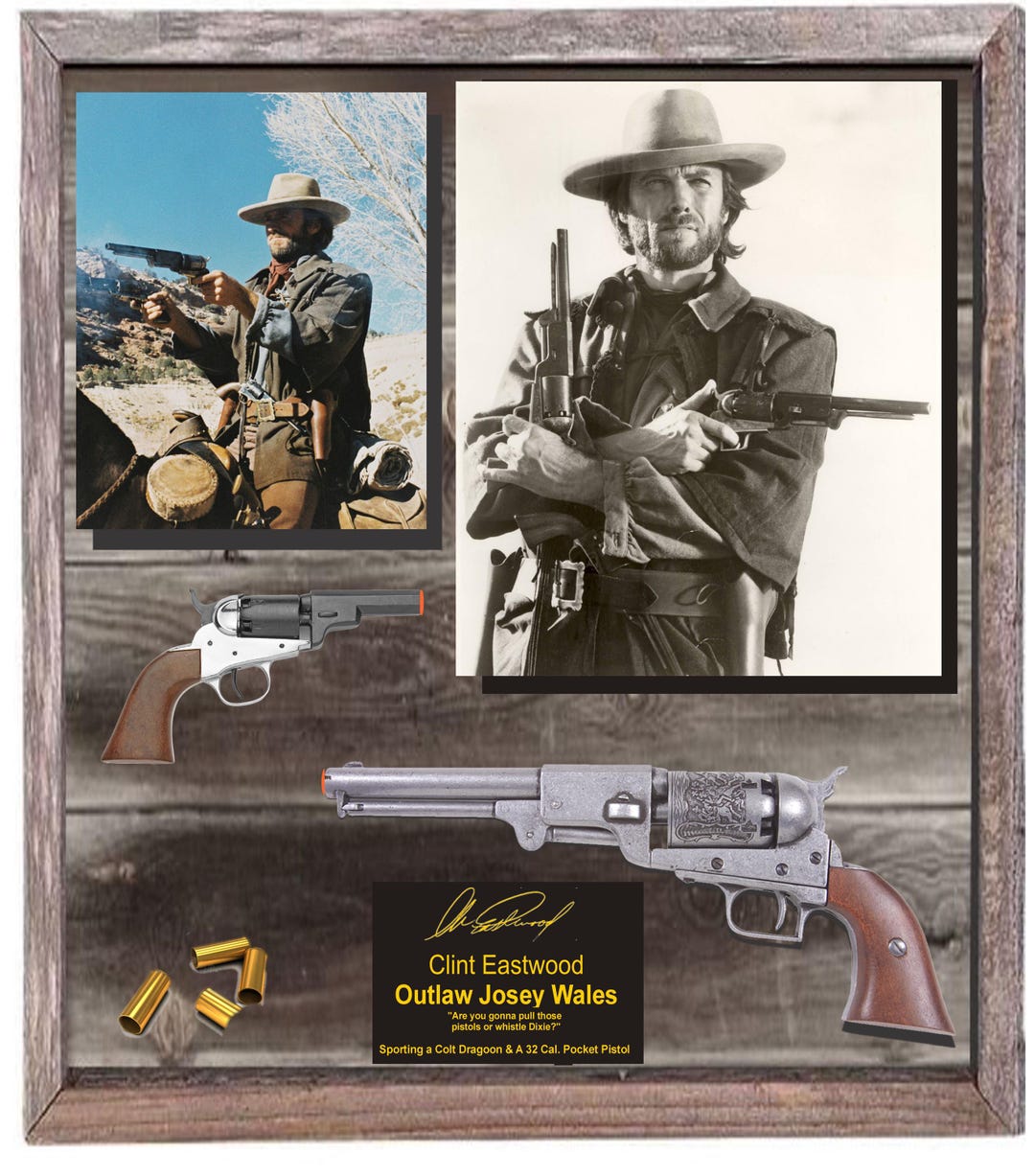 Outlaw Josey Wales Non-firing 2 Guns Old West Collage 22 X 20 on Barn ...