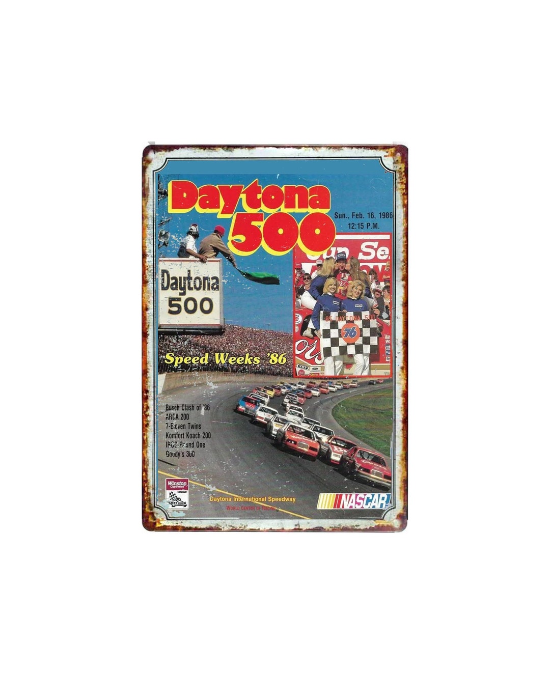 Daytona 500 Stock Car Racing Art All Metal Tin Sign8 X 12 Inchess Wide ...