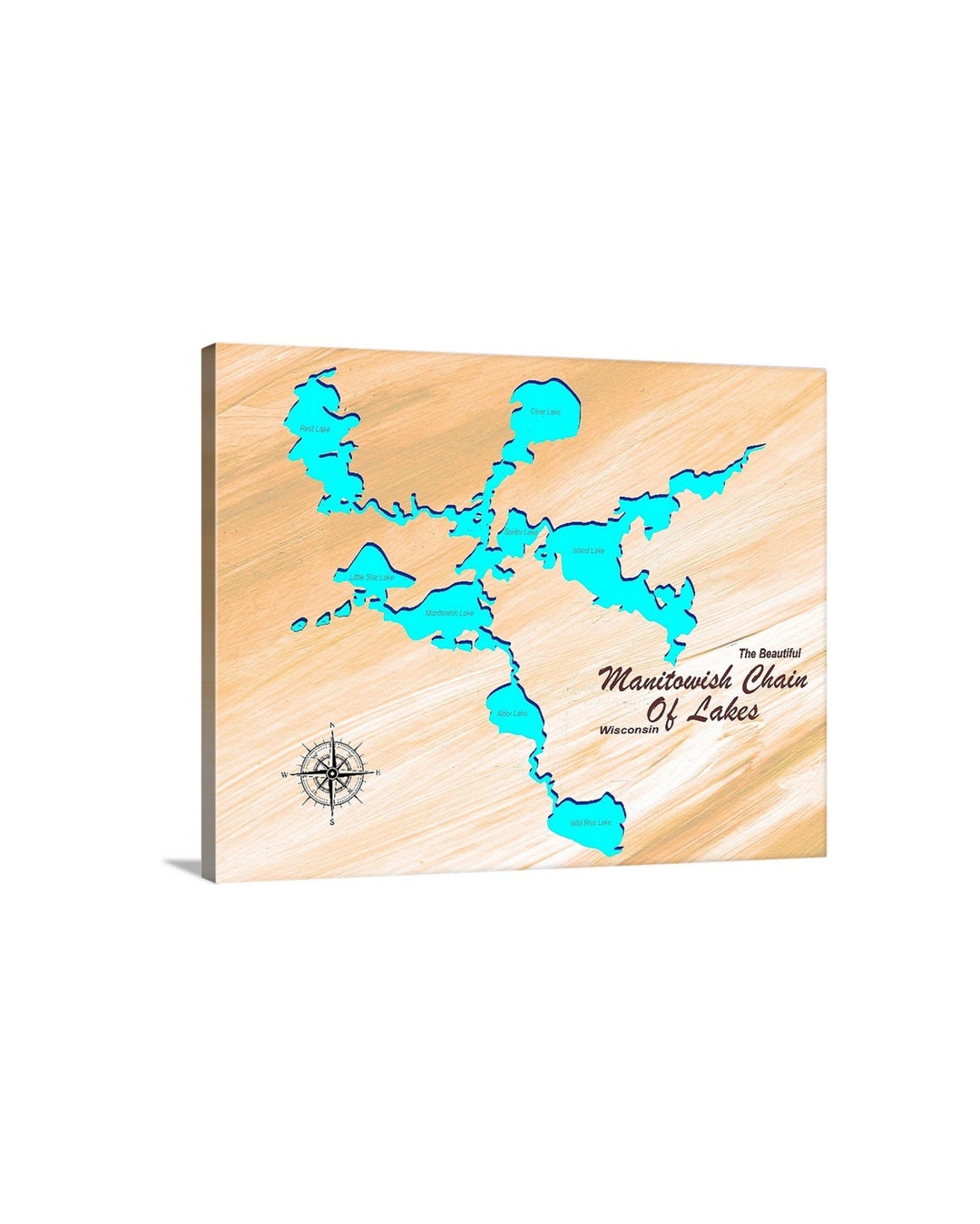 Manitowish Chain of Lakes Wisconsin Map Art Posters, Prints or Canvas ...
