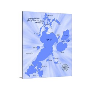 Gull Chain of Lakes Minnesota Map Art Posters, Prints or Canvas Wraps ...