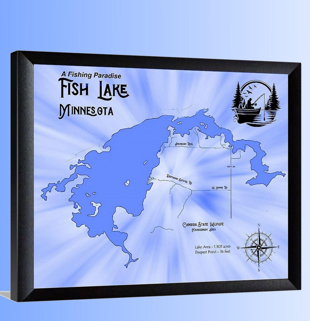 Fish Lake Minnesota Map Art Posters, Prints or Canvas Wraps Giclee ...