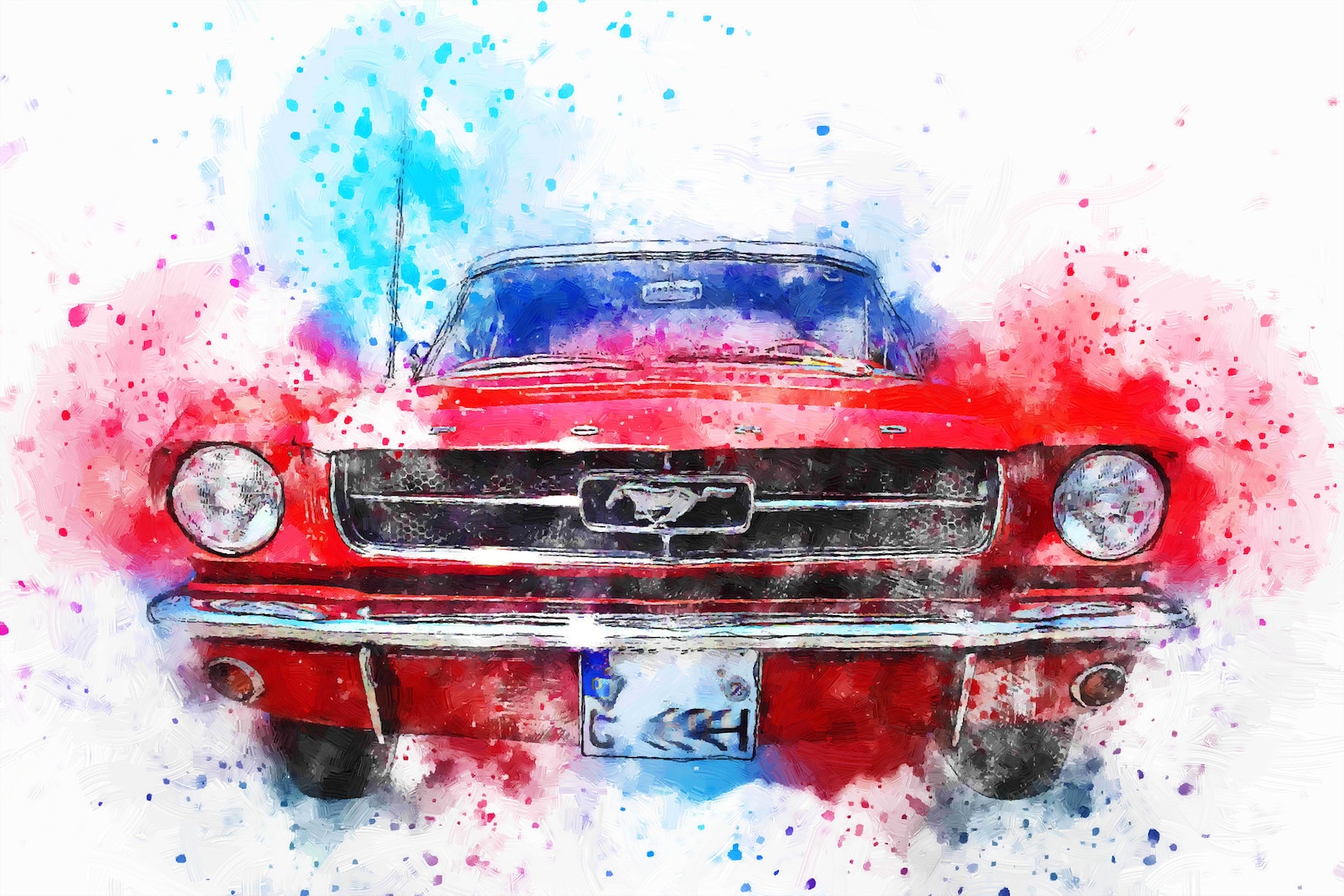1965 Ford Mustang Watercolor Art Non Slip Mousepad Mouse Pad Novelty ...