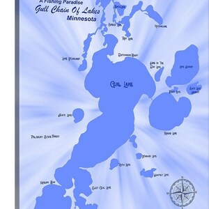 Gull Chain of Lakes Minnesota Map Art Posters, Prints or Canvas Wraps ...
