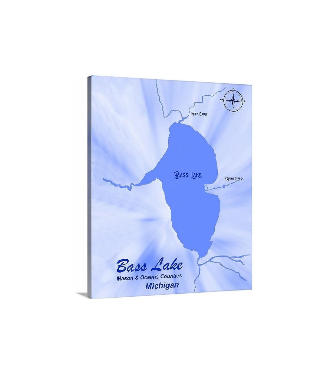 Bass Lake Michigan Map Art Posters, Prints or Canvas Wraps Giclee ...