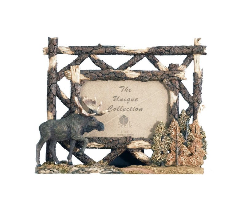 Wildlife Moose Frame, Tree Limbs and Bushes Accents Holds 4x6" Photos ...