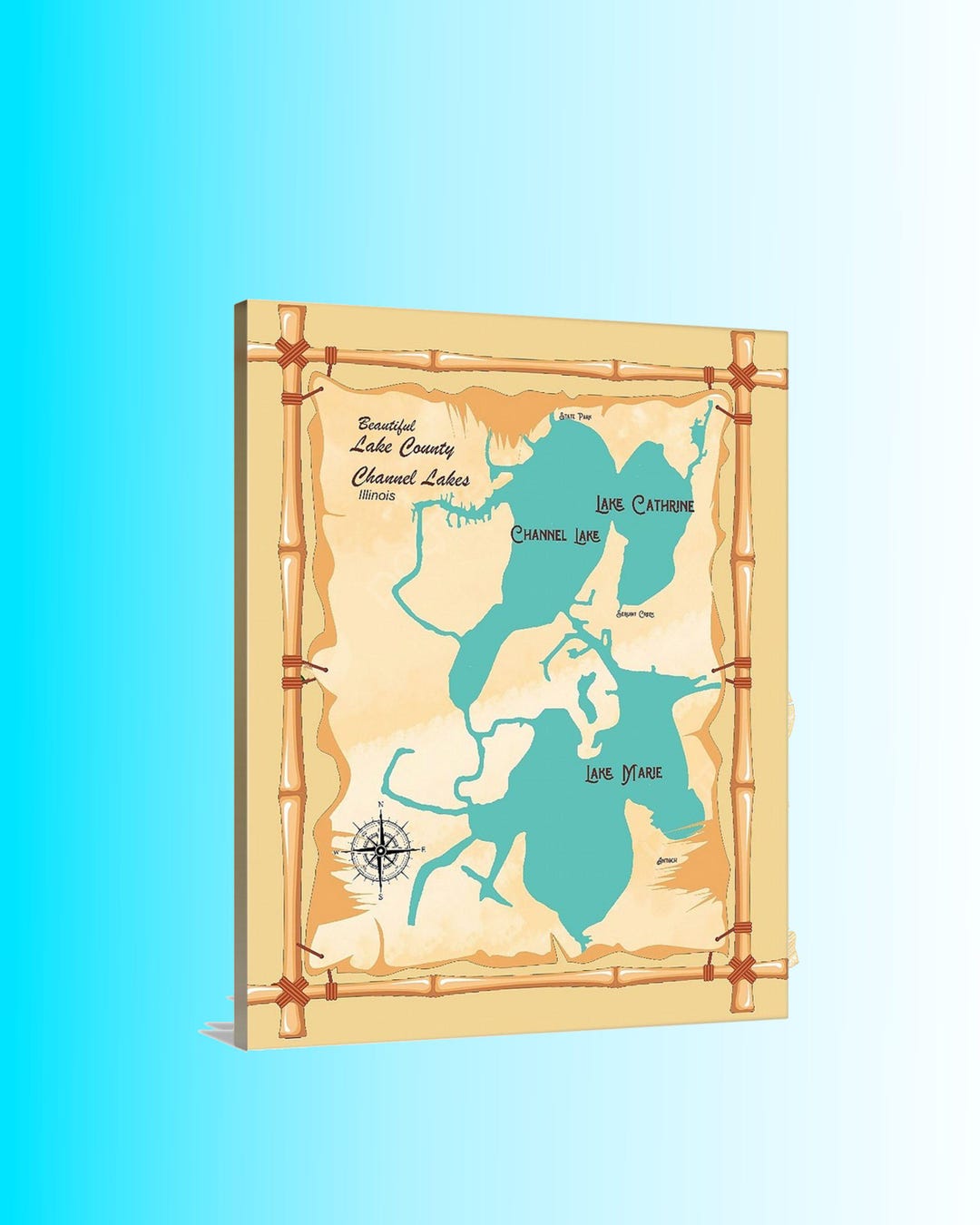 Lake County Channel Lakes Illinois Map Art Posters, Prints or Canvas ...