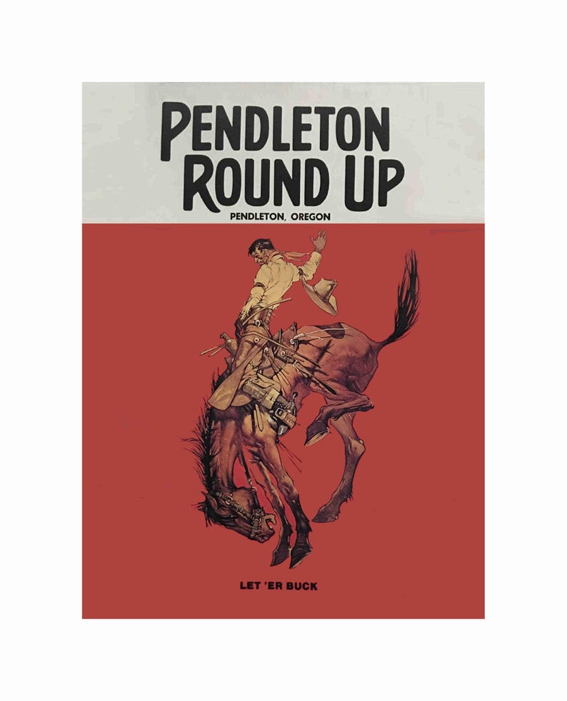 Let Er Buck Pendelton Rodeo Poster 12 X 18 Broncs Roping Bulls Steers ...