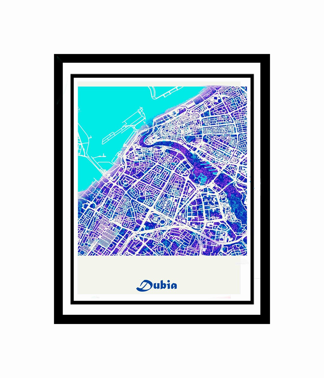 Skyline Cityscape Map of Dubia Splash Art Posters, Prints or Canvas ...