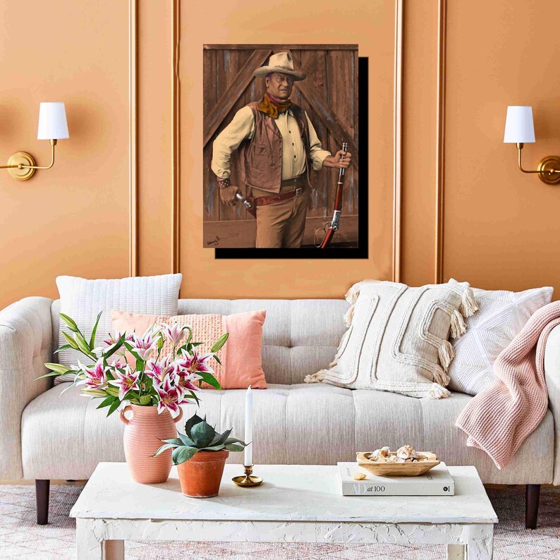 John Wayne Oil Painting Art Painting Giclee Prints, Poster, Canvas Wrap ...