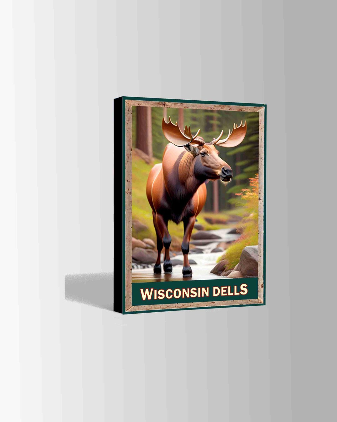 Wisconsin Dells Moose Art Winter Scene Travel Poster Wilderness Art ...