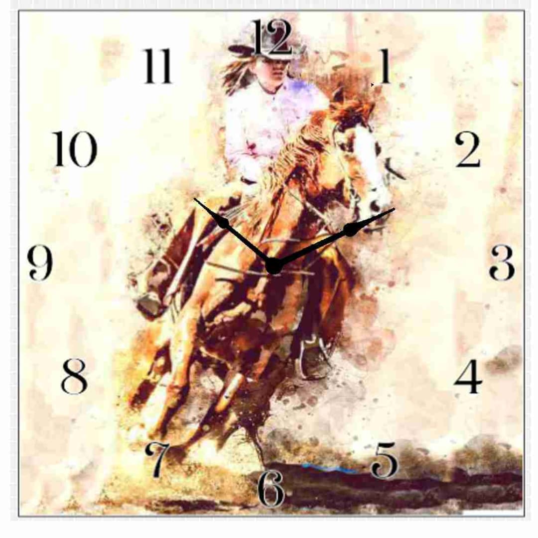 Rodeo Cowgirl Barrel Racing Wall Clock 16 Inches Unique Time - Etsy