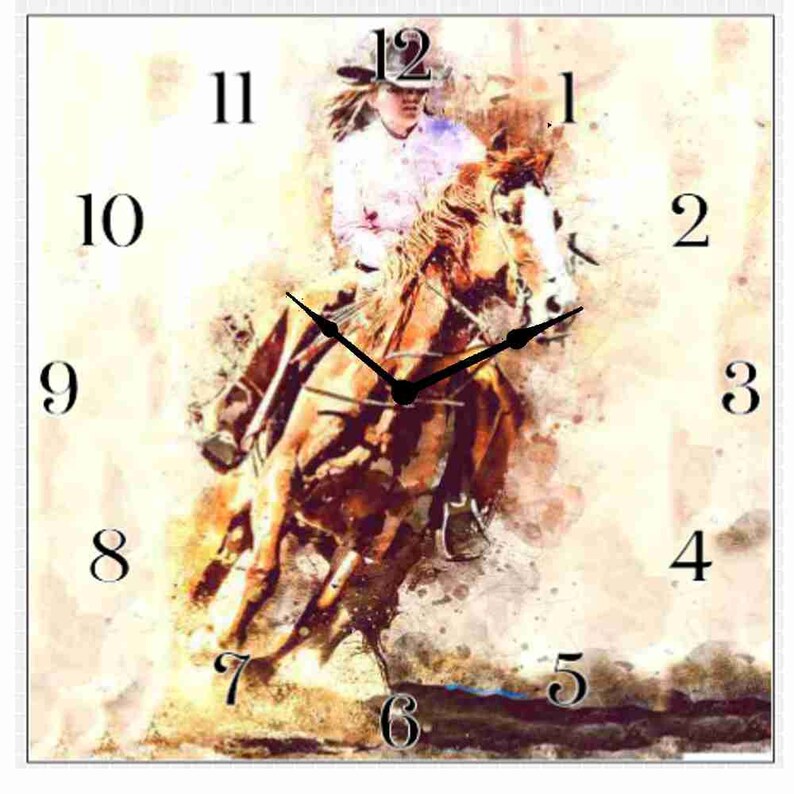 Rodeo Cowgirl Barrel Racing Wall Clock 16 Inches Unique Time - Etsy