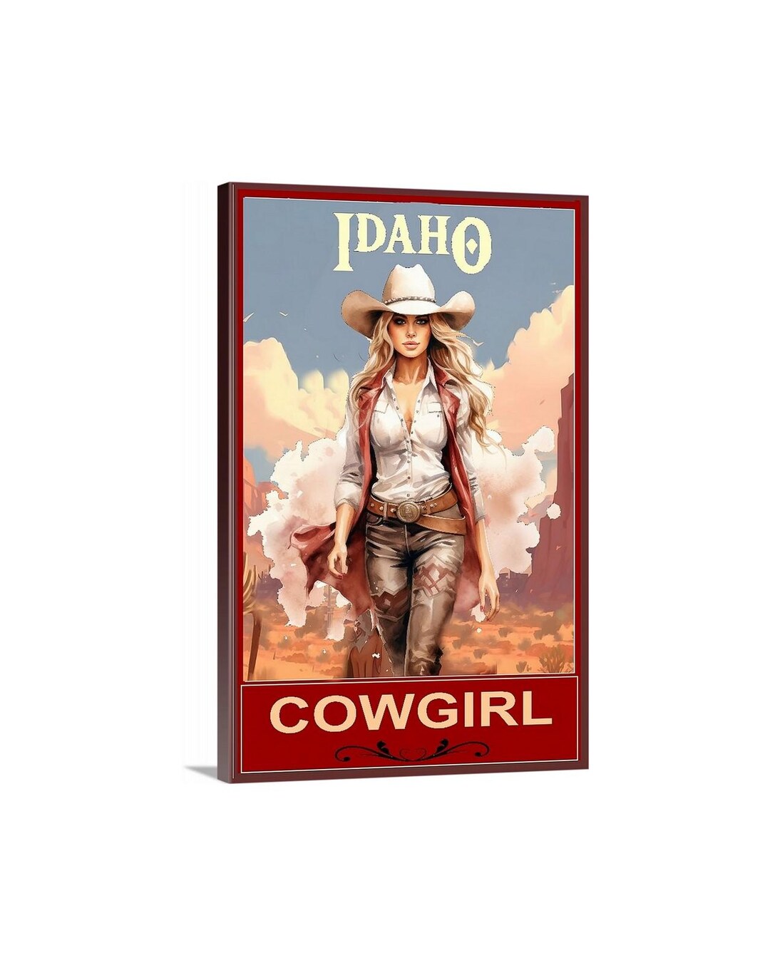 Georgia Rodeo Cowgirl Art Print Travel Poster Art on Stretched Canvas ...