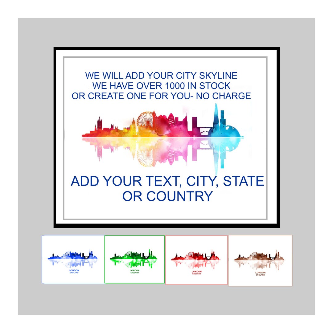 PERSONALIZED CUSTOM Skyline Watercolor Splash Art Posters, Prints or ...