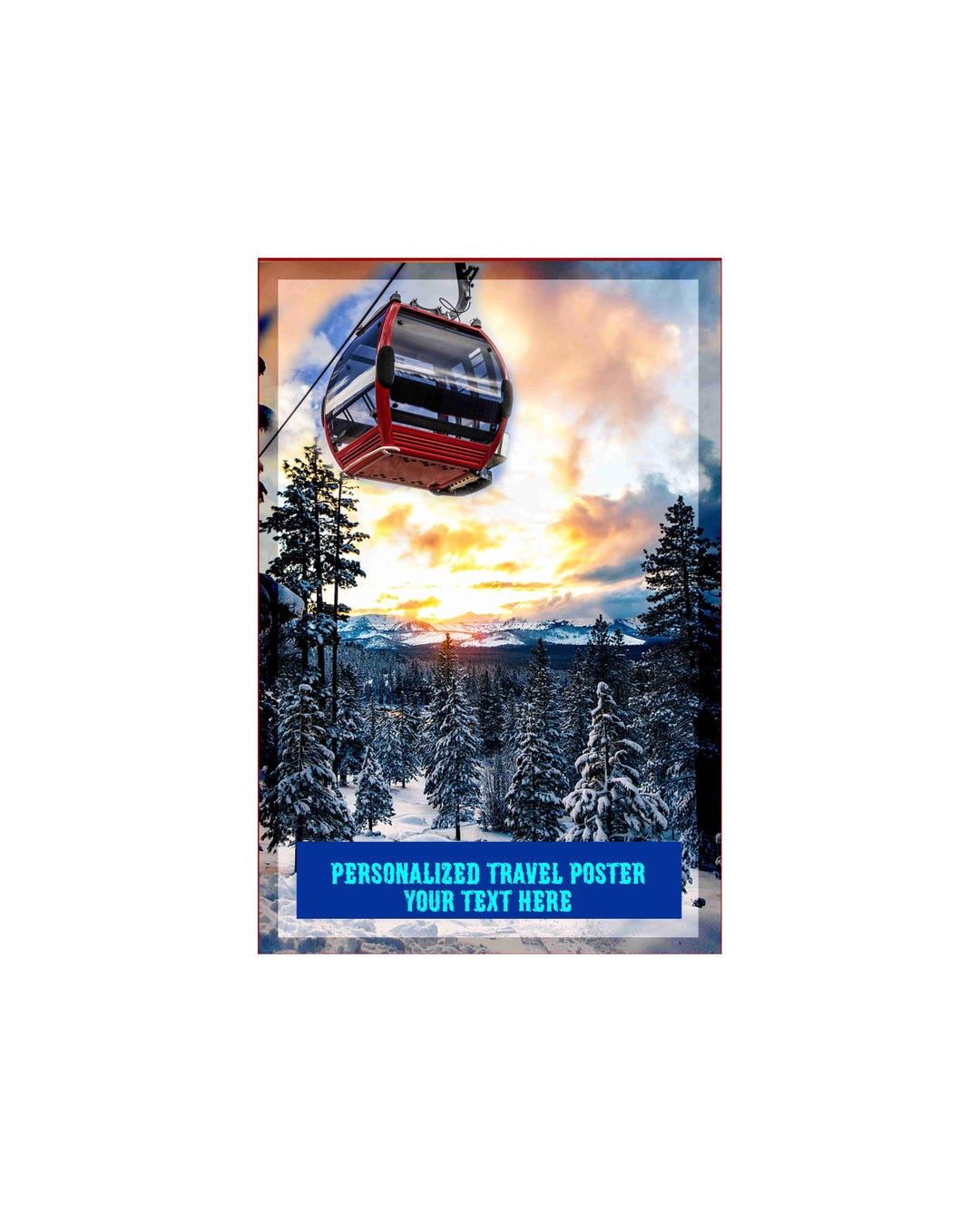 Personalized Custom Skiing Ski Resort Winter Art Travel Poster Add Your ...