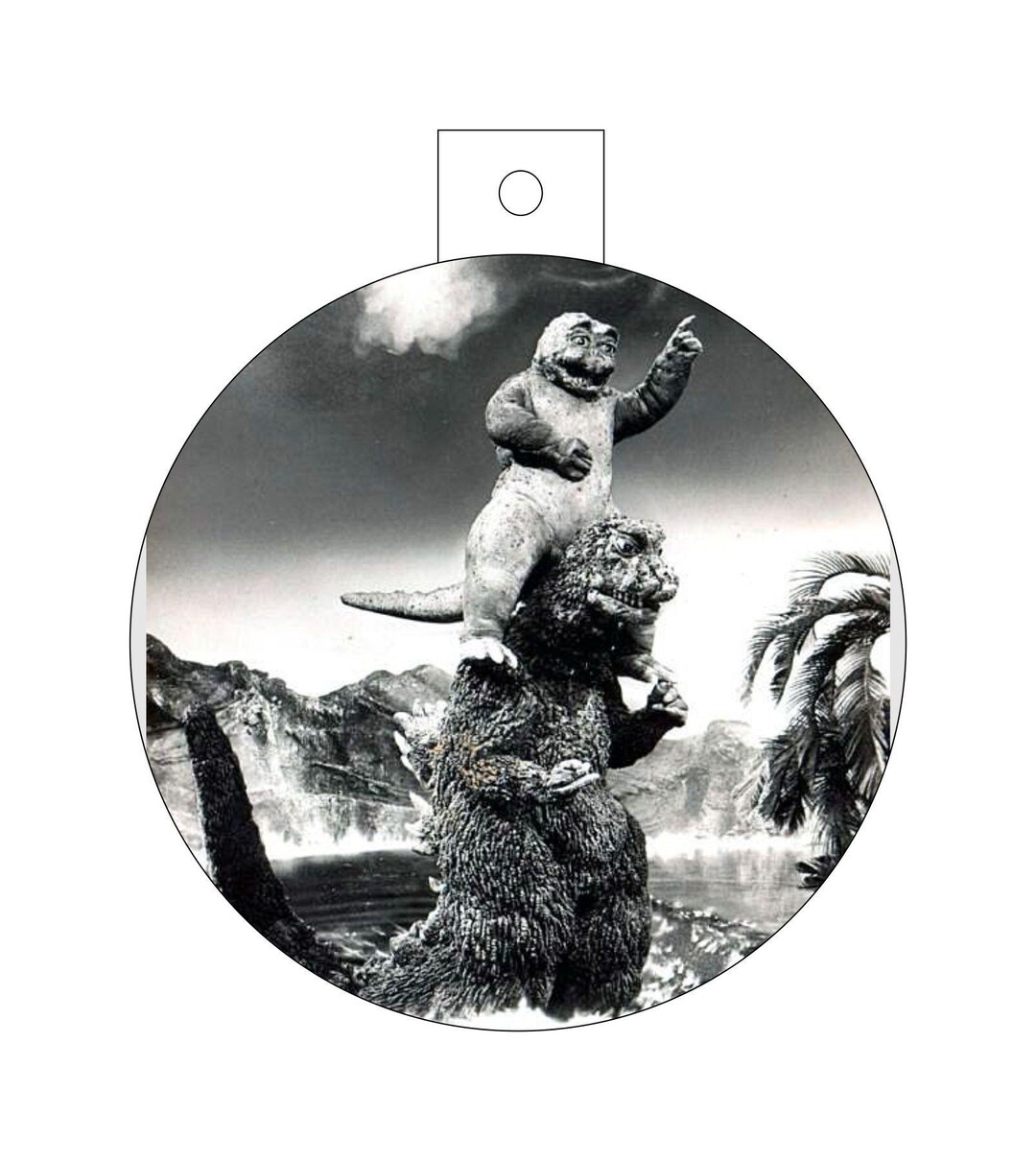 Godzilla and Son Godzuki Christmas Holiday Ornament 3 Inch Diameter ...