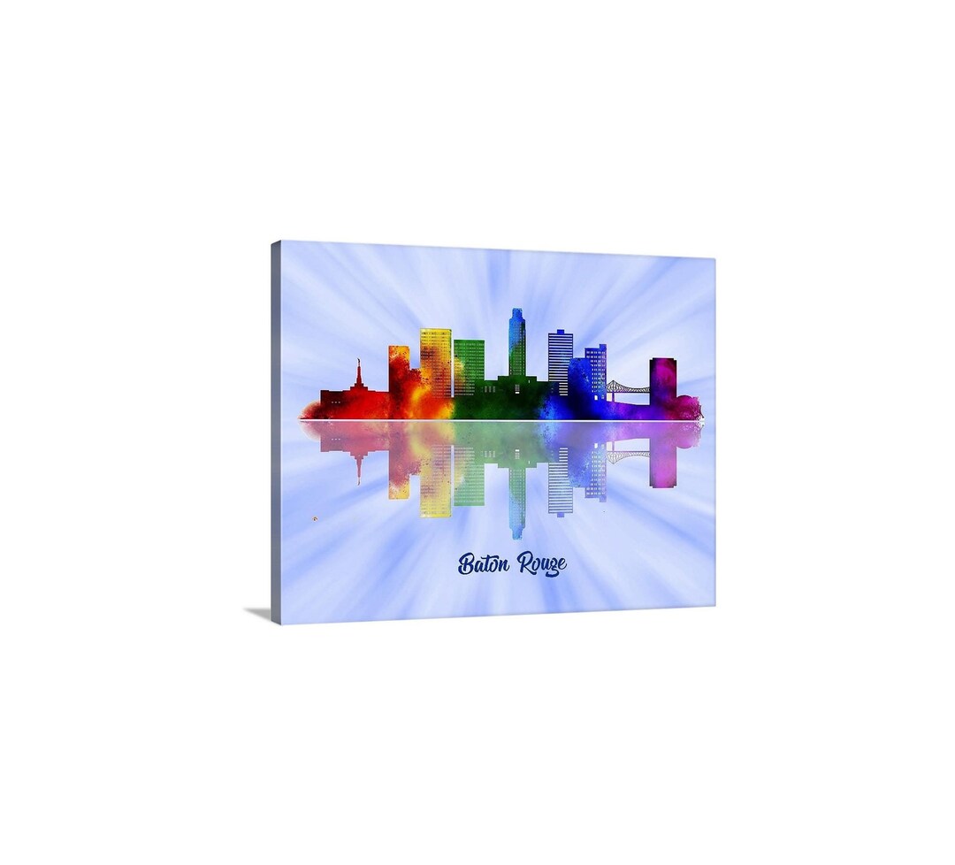 Baton Rouge Skyline Cityscape Art Watercolor Splash Art Posters, Prints ...