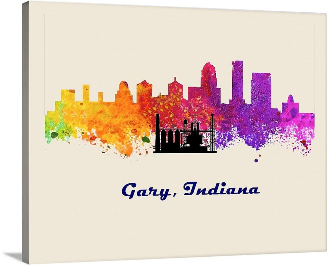 Gary Indiana Skyline Art Watercolor Splash Art Posters, Prints or ...