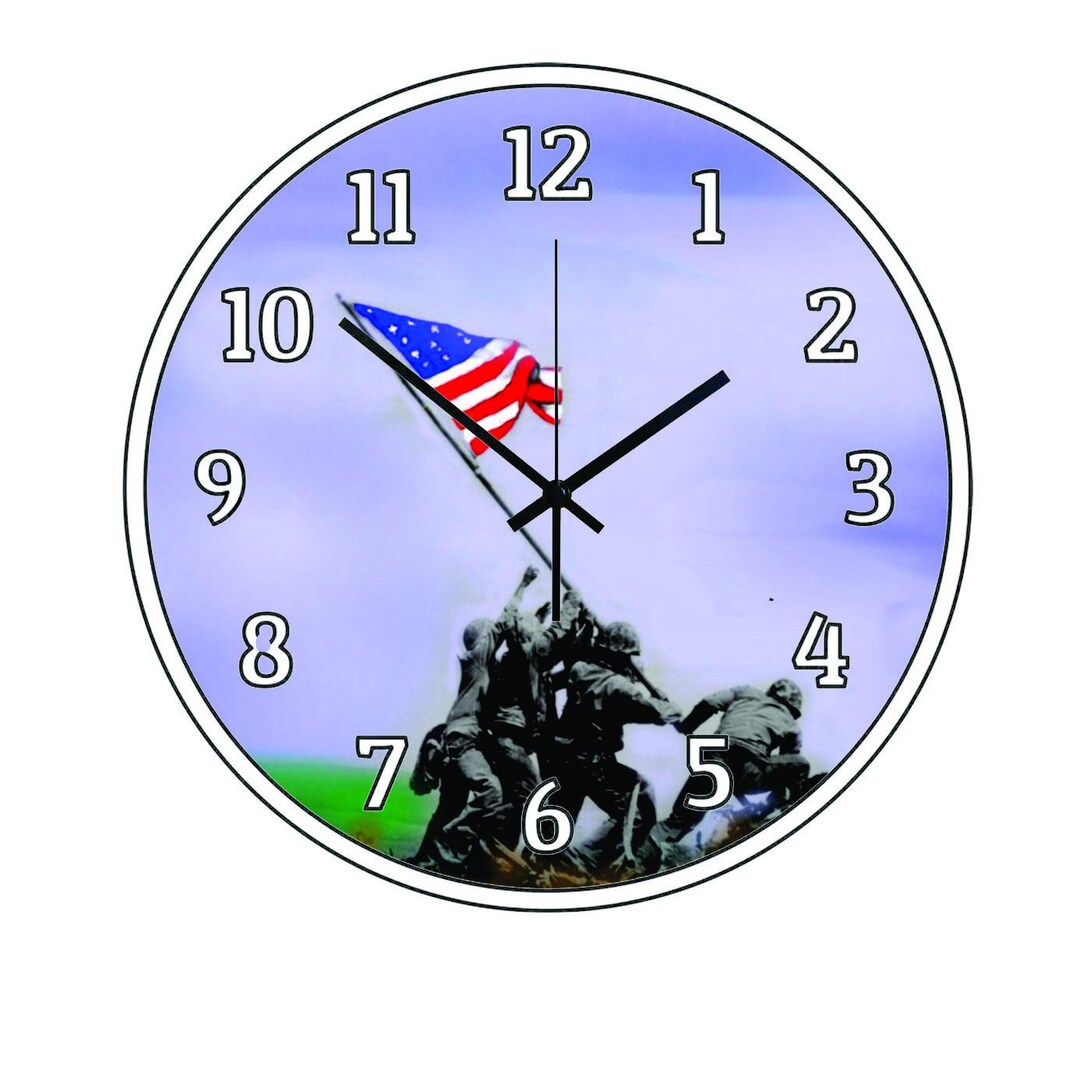 WWII Iwo Jima Flag Raising Poster Art Wall Clock Painting Time Piece ...