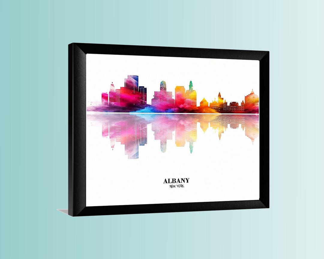 Albany New York Skyline Art Watercolor Splash Art Posters, Prints or ...