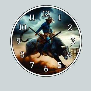 Rodeo Bull Riding Cowboy 8 Seconds Art Painting Wall Clock Painting ...